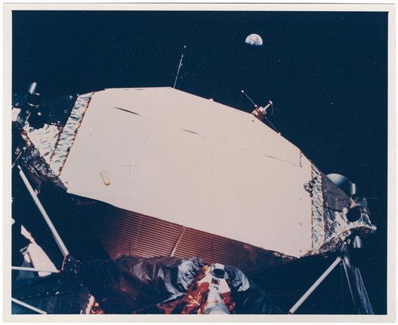 Apollo 11 EARTH ABOVE THE LM EAGLE humanitys first view of home from ...